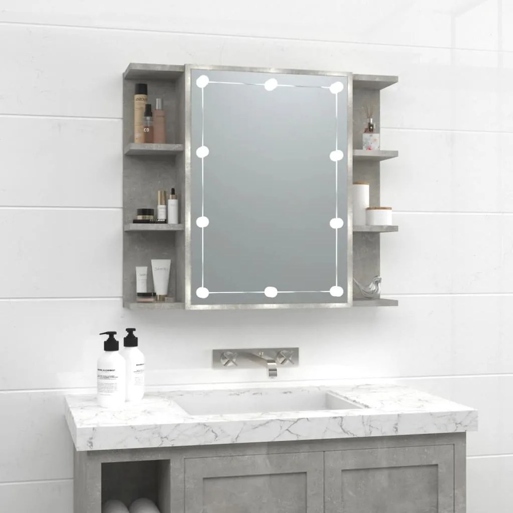 Zrcadlová skříňka s LED betonově šedá 70 x 16,5 x 60 cm - Default Title