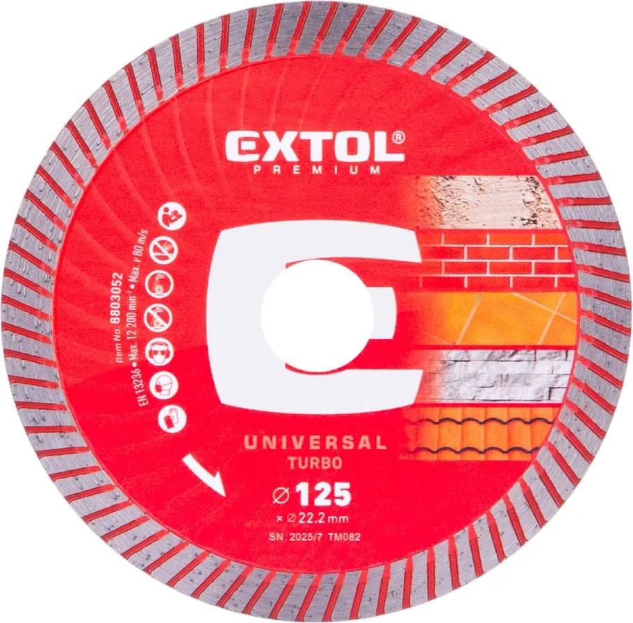 Diamantový řezný kotouč turbo 125 × 22,2 × 2 mm EXTOL PREMIUM 8803052