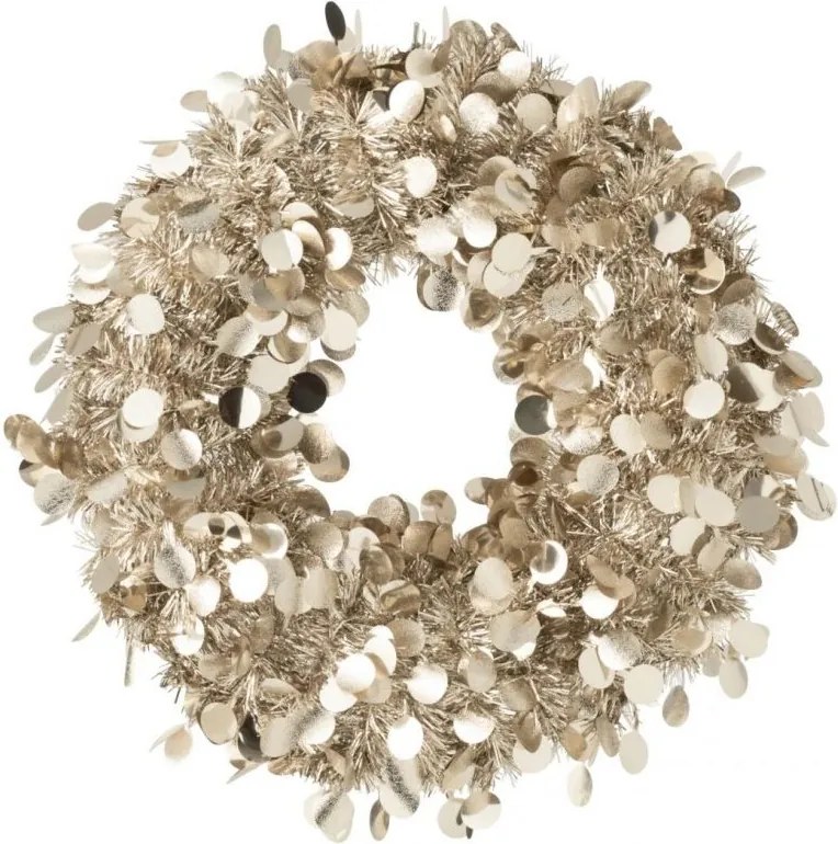 Champagne lesklý vánoční věnec Sparkling M – 46*46*4 cm
