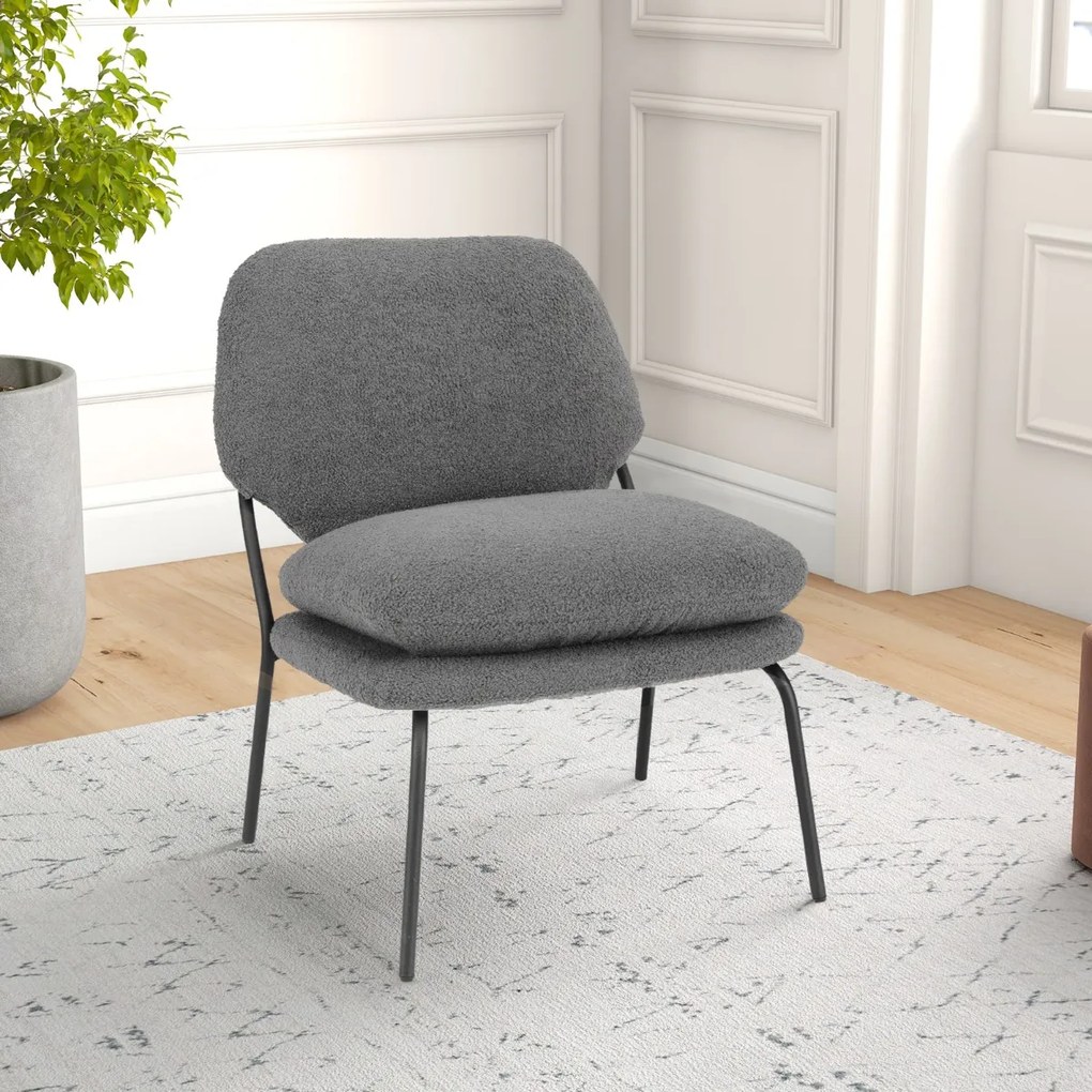 Costway Armless Accent Chair s Teddy Fleece potahem a křeslem pro volný čas