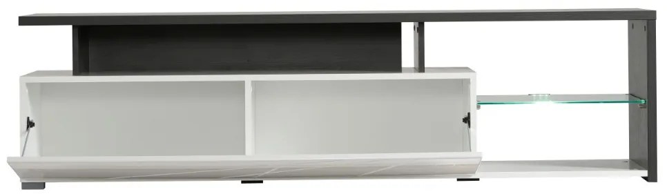 Televizní stolek s osvětlením Alaric - bílá/dub černý