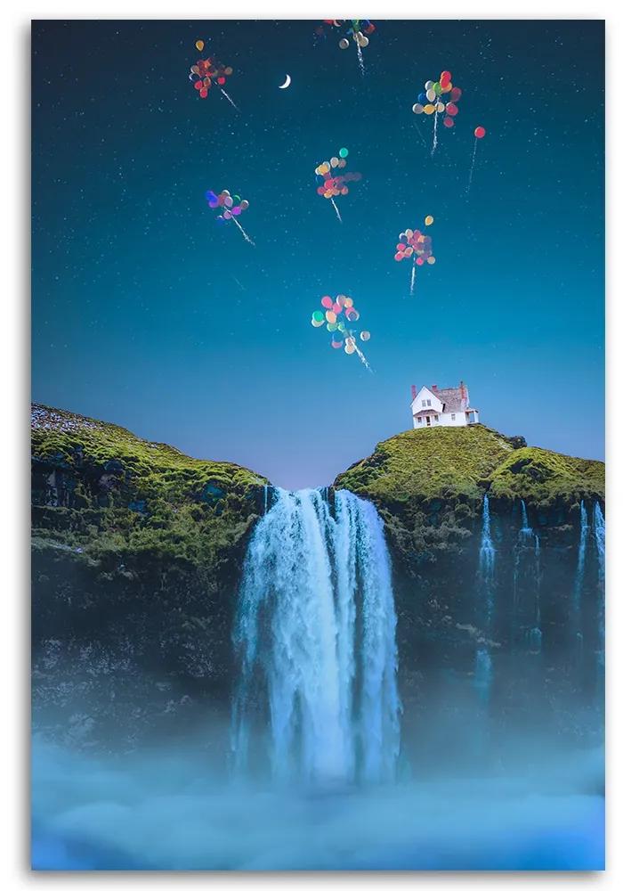 Gario Obraz na plátně Vodopád Balóny Home Krajina - Bryantama Art Rozměry: 40 x 60 cm
