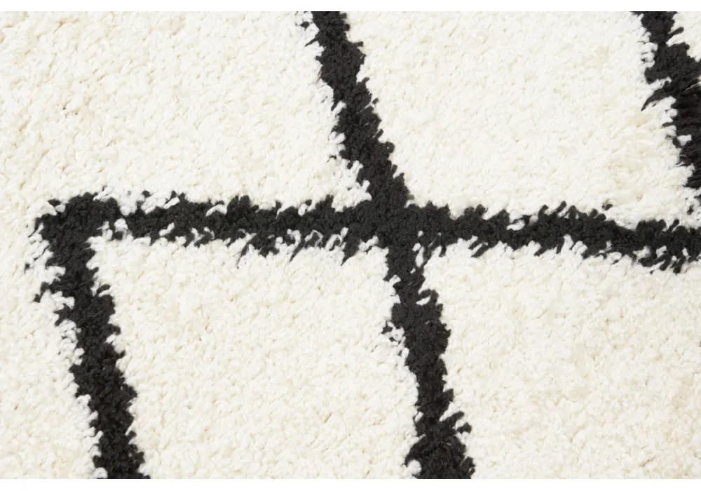 Kusový koberec shaggy Prata krémovo-černý 60x100cm