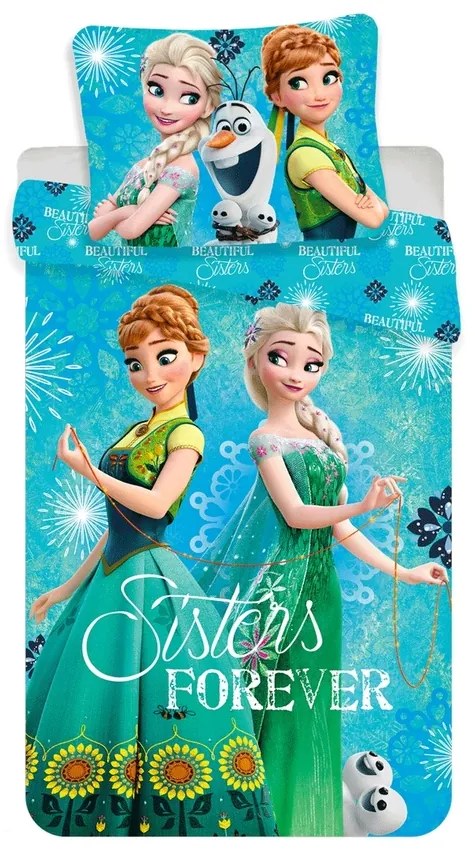 Jerry Fabrics Dětské bavlněné povlečení Ledové Království Frozen Sisters, 140 x 200 cm, 70 x 90 cm
