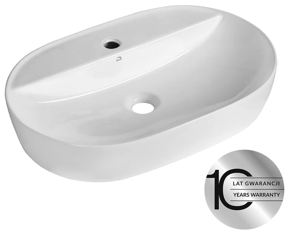 Laveo Lomami, umyvadlo na desku 610x400x120 mm, bílá lesklá, LAV-VUL_6161