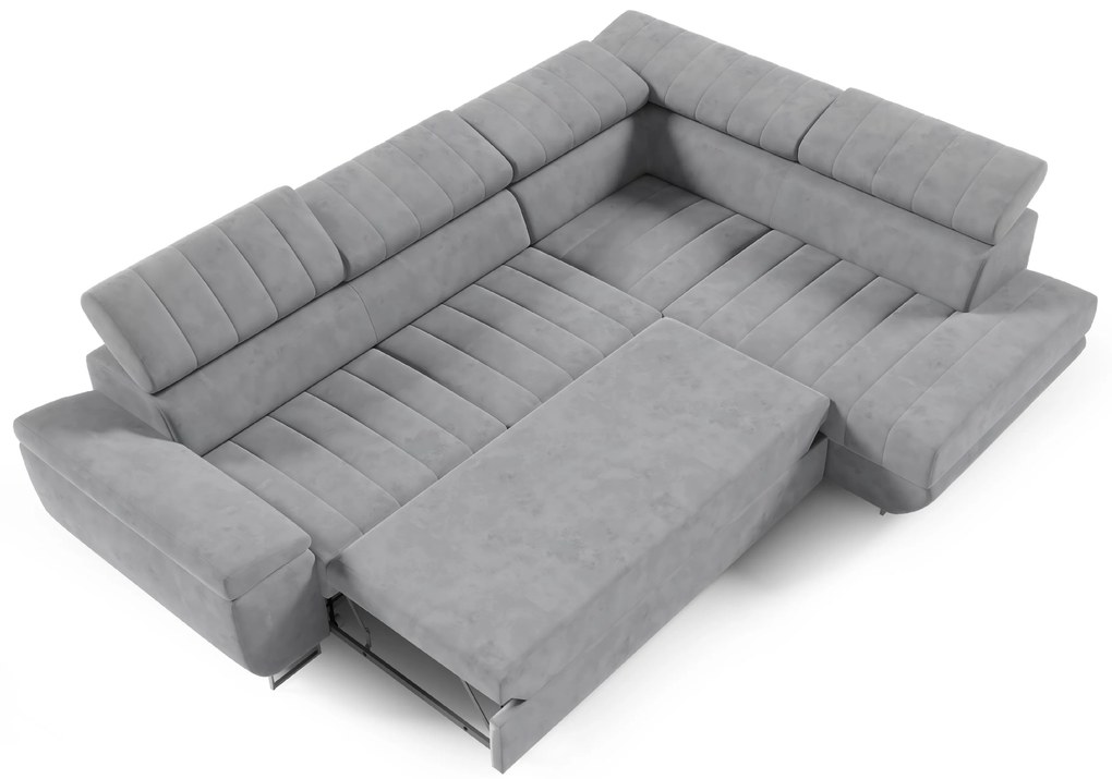 Rohová rozkládací sedací souprava do L HORIZONTE, 271 cm, s úložným prostorem Roh pohovky: Pravý roh, Barva látky: Žlutá (Kronos 01)