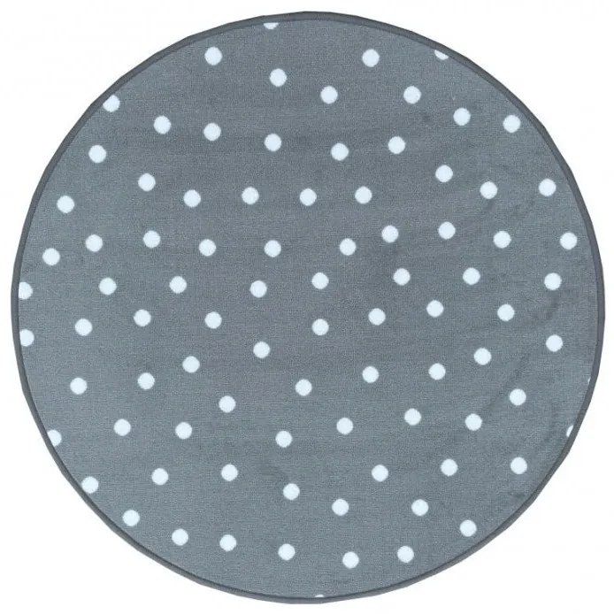 Vopi | Dětský koberec Puntík šedý - Kulatý průměr 110 cm - SLEVA