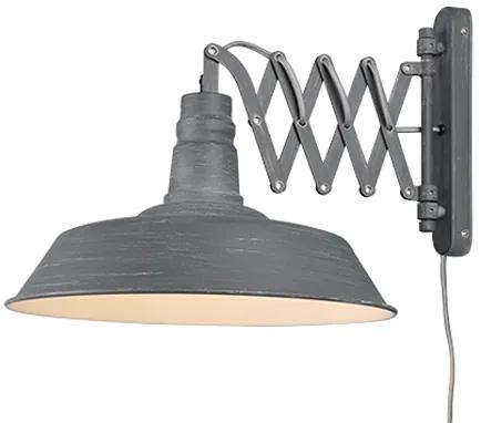 Průmyslová nástěnná lampa šedá s výsuvným nůžkovým ramenem - Mancis