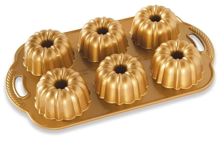 Forma na 6 mini bábovek ve zlaté barvě Nordic Ware Anniversary, 1,1 l