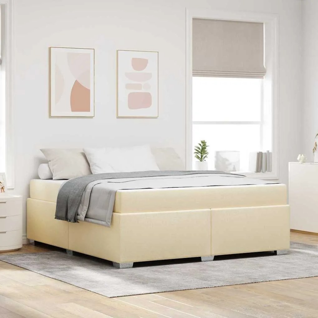 Rám postele s matrací Krémová 180 x 200 cm textil 3399206