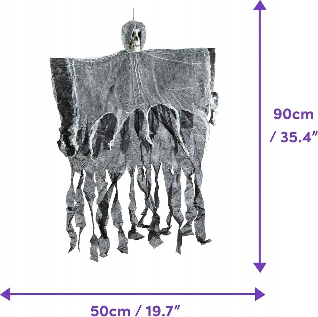 3X Svítící Duch Zahradního Domu Kostra Duch Halloween Velký Strašidelný 90 cm