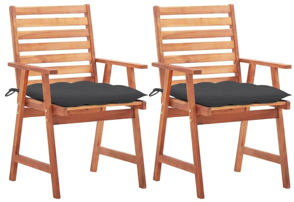 3064335 vidaXL Zahradní jídelní židle 2 ks s poduškami masivní akáciové dřevo