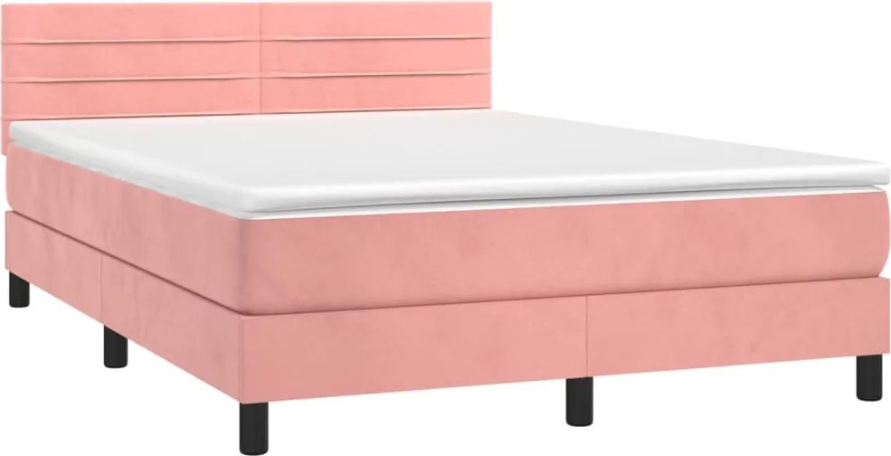 Box spring postel s matrací růžová 140x200 cm samet 3141370