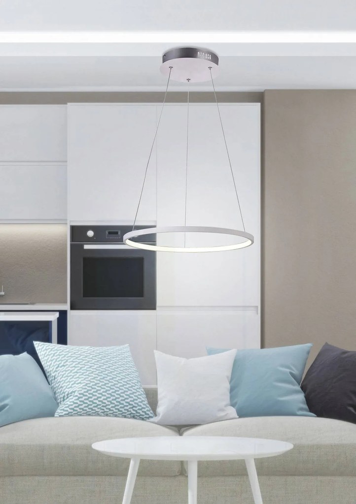Bílé závěsné LED svítidlo Lune kulaté 29cm 18W  - Candellux