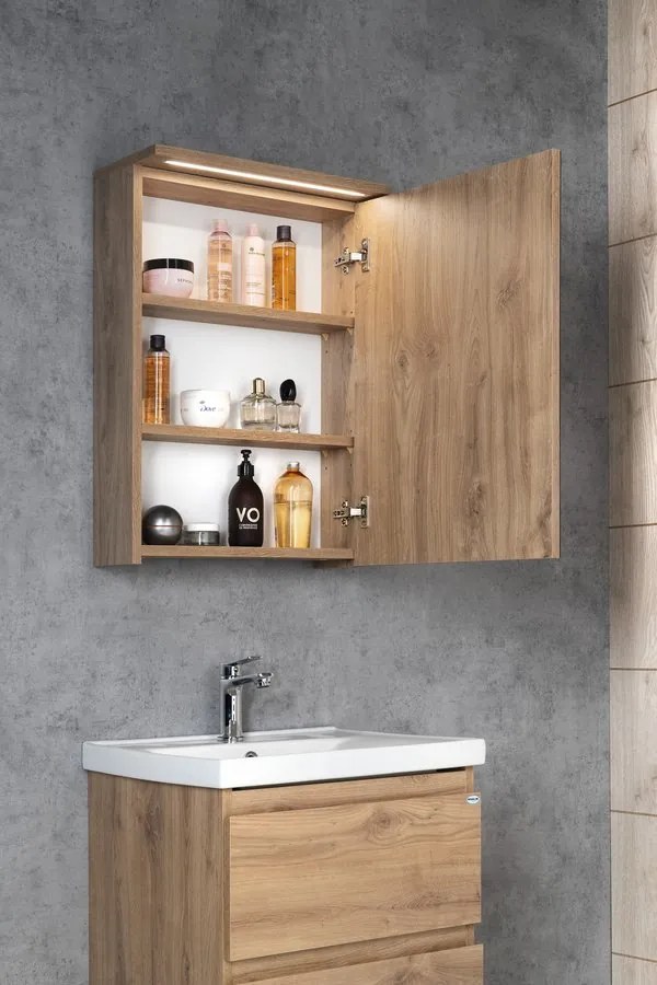 Aqualine Aqualine, KAWA STRIP Galerka s LED osvětlením 50x70x22cm, dub emporio, WGL35S