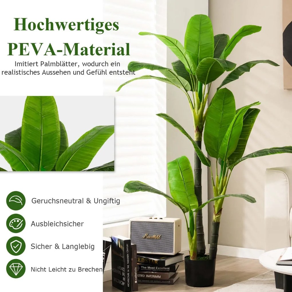 Costway 150 cm vysoký umělý banánovník tropická palma, zelený