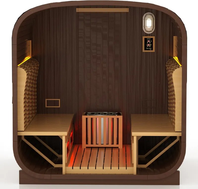 BPS-koupelny Zahradní kombinovaná sudová sauna 2v1 - Infrasauna + finská sauna 180x200, 4-6 osob