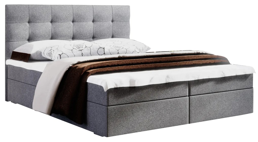 Manželská postel Boxspring 160 cm Fade 2 Comfort (šedá) (s matrací a úložným prostorem). 1055882