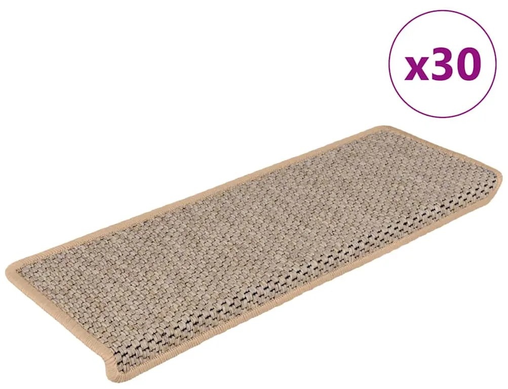Samolepicí rohože na schody Sisal-Look 30 ks světle béžová 3365892