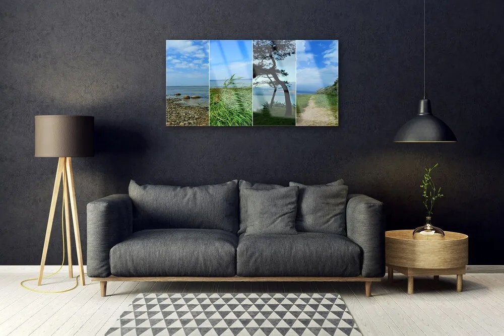 akrylový obraz Pláž Strom Krajina 100x50 cm