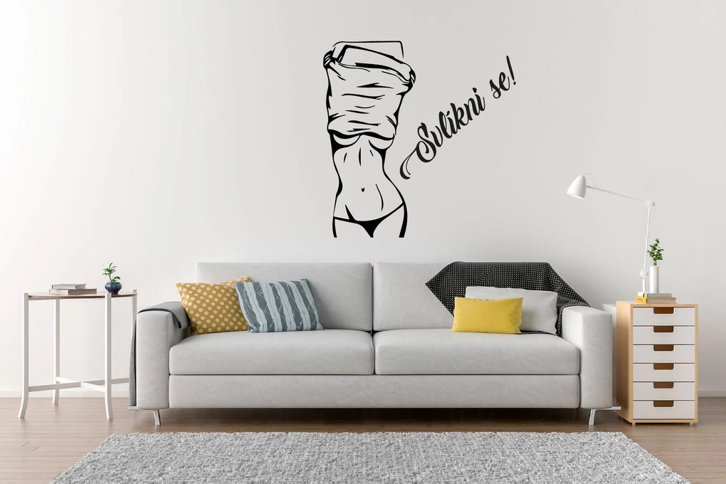 Samolepka na zeď Svlíkni se Barevná varianta: Černá, Velikost (šířka x výška): 60x61cm