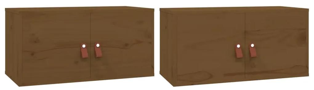 Nástěnné skříňky 2 ks medově hnědé 60x30x30 cm masivní borovice - Default Title