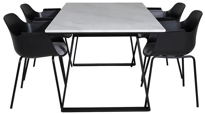 Estelle Comfort stolová souprava mramor bílá / černá plast