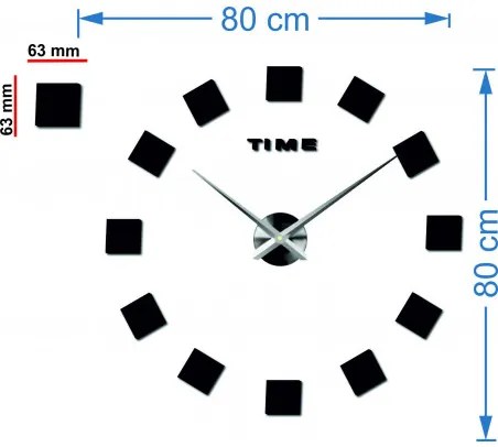 Nástěnné hodiny nalepovací ŠTRVORCE l 3D hodiny 12S036