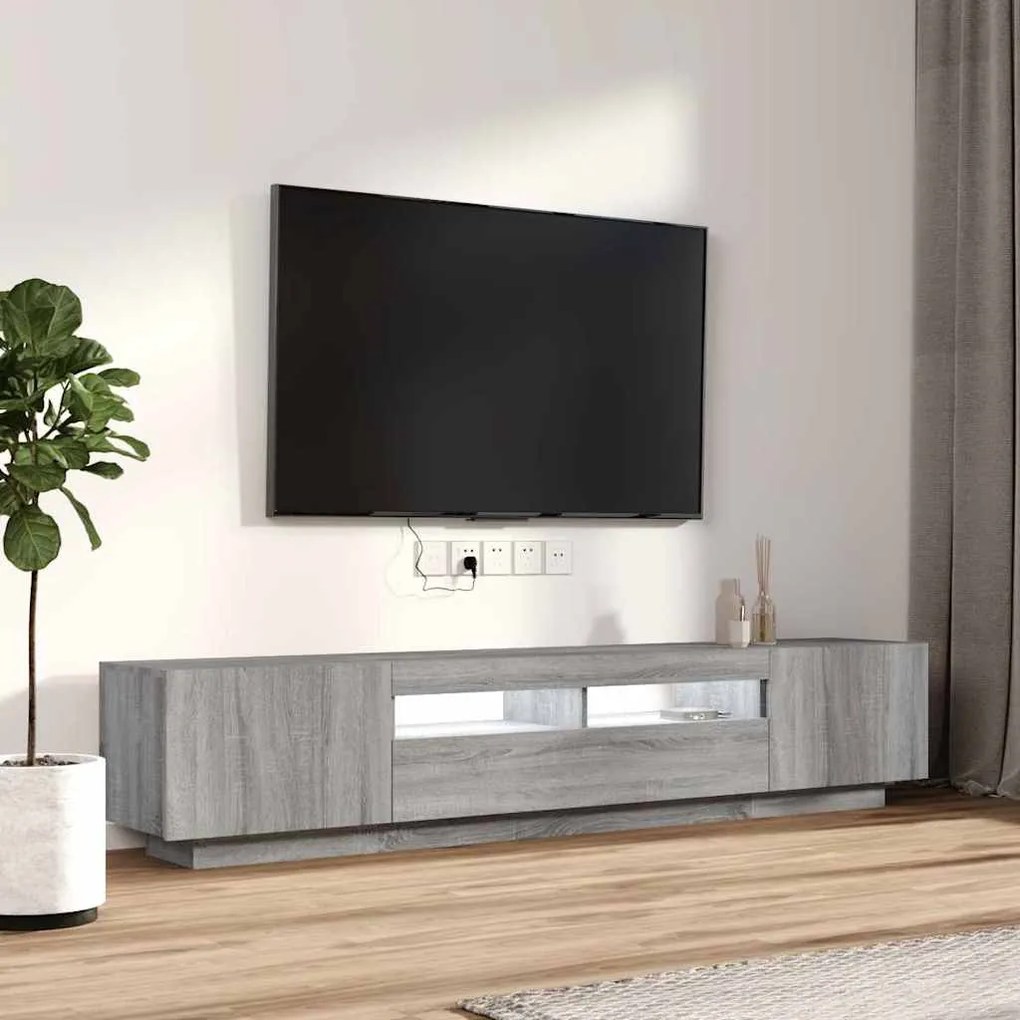 2dílný set TV skříněk s LED světly šedý sonoma kompozitní dřevo 3120171