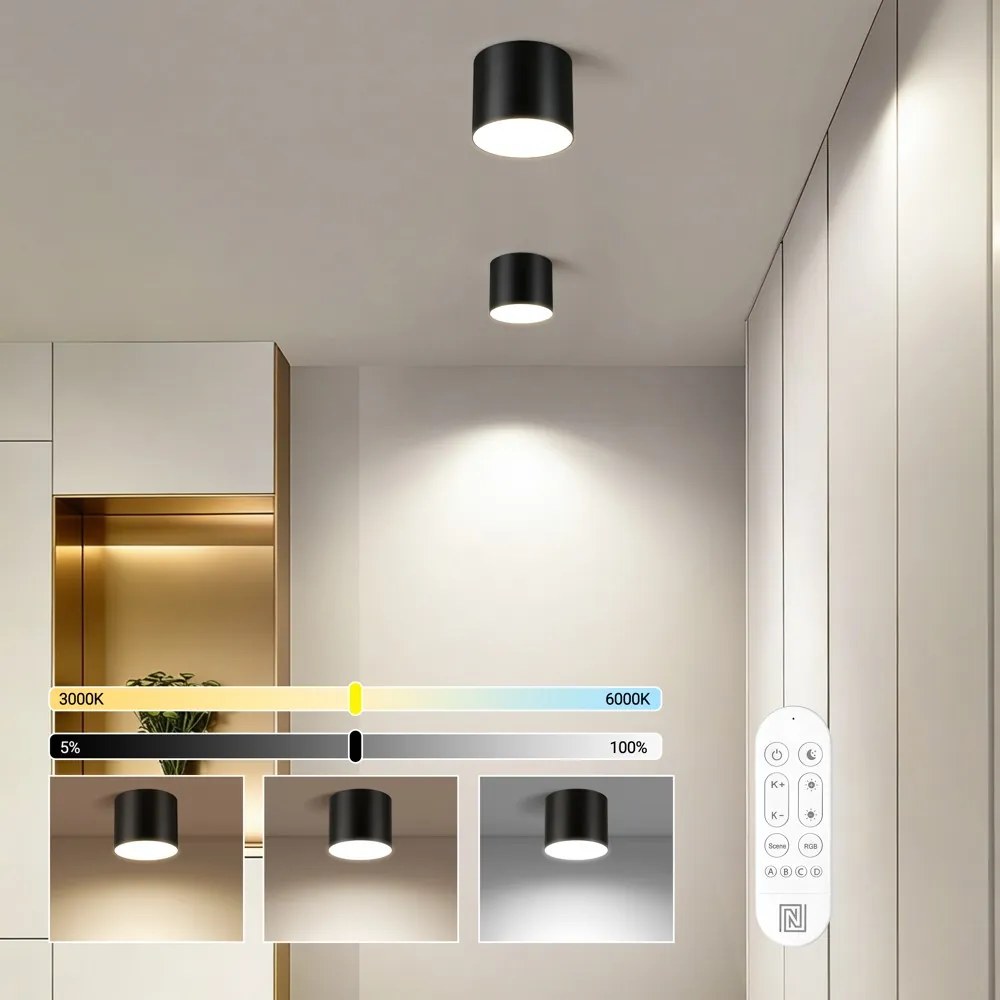 Immax NEO LITE RONDATES Smart stropní svítidlo černé 11,5cm 18W 1458lm Tuya WiFi BEACON