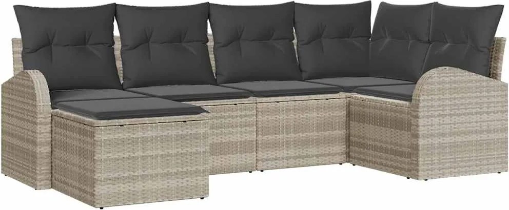 Set pohovek 6 ks Světle šedá polyratan 3354781