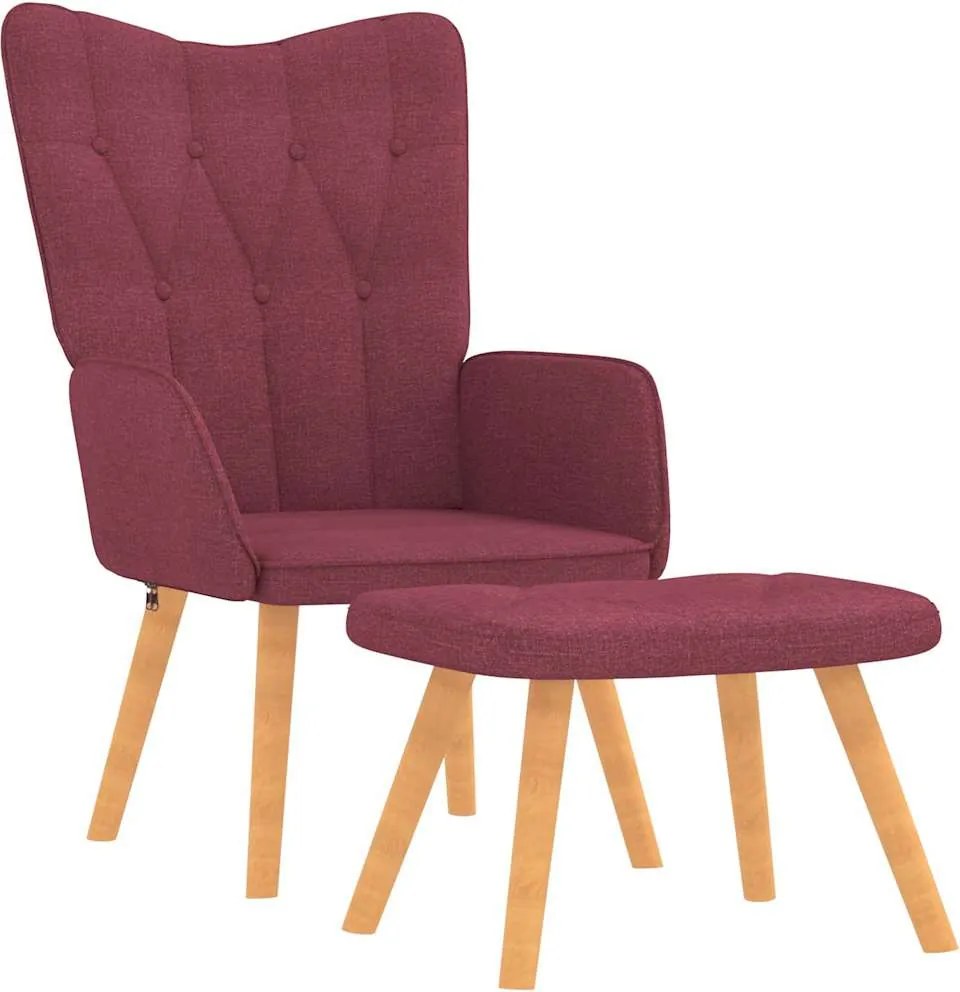 Relaxační křeslo se stoličkou vínové textil 327542