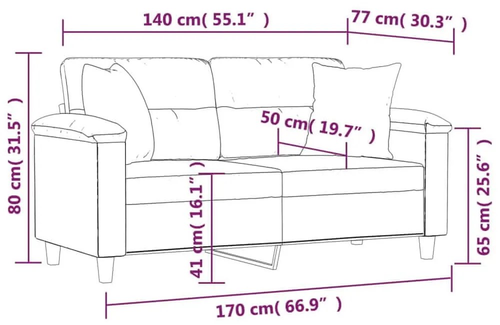 Petromila 2místná pohovka s polštáři krémová 140 cm tkanina z mikrovlákna