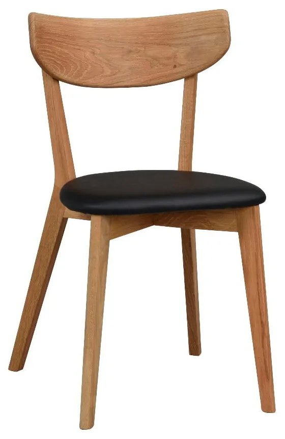 Hnědá dubová jídelní židle s černým sedákem Rowico Ami