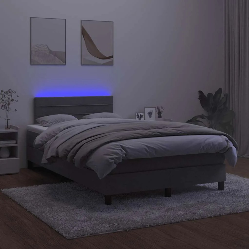 Box spring postel s matrací a LED tmavě šedá 120 x 190 cm samet 3270160