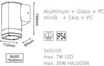 ACA Lighting Zahradní nástěnné svítidlo ELPIS max. 35W/GU10/230V/IP54, tmavě šedé