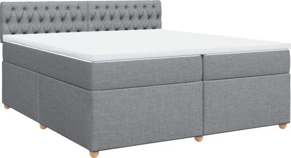 Box spring postel s matrací světle šedá 200 x 200 cm textil 3289094