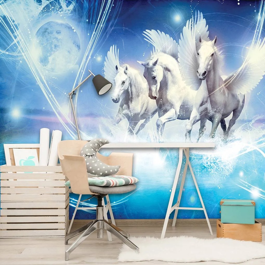 Fototapeta - Pegasus na modrém pozadí (152,5x104 cm)