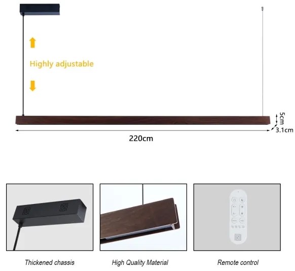 Immax NEO 07302L-LED Stm lustr na lanku MADEIRA 44W/230V Wi-Fi Tuya 202 cm ořech