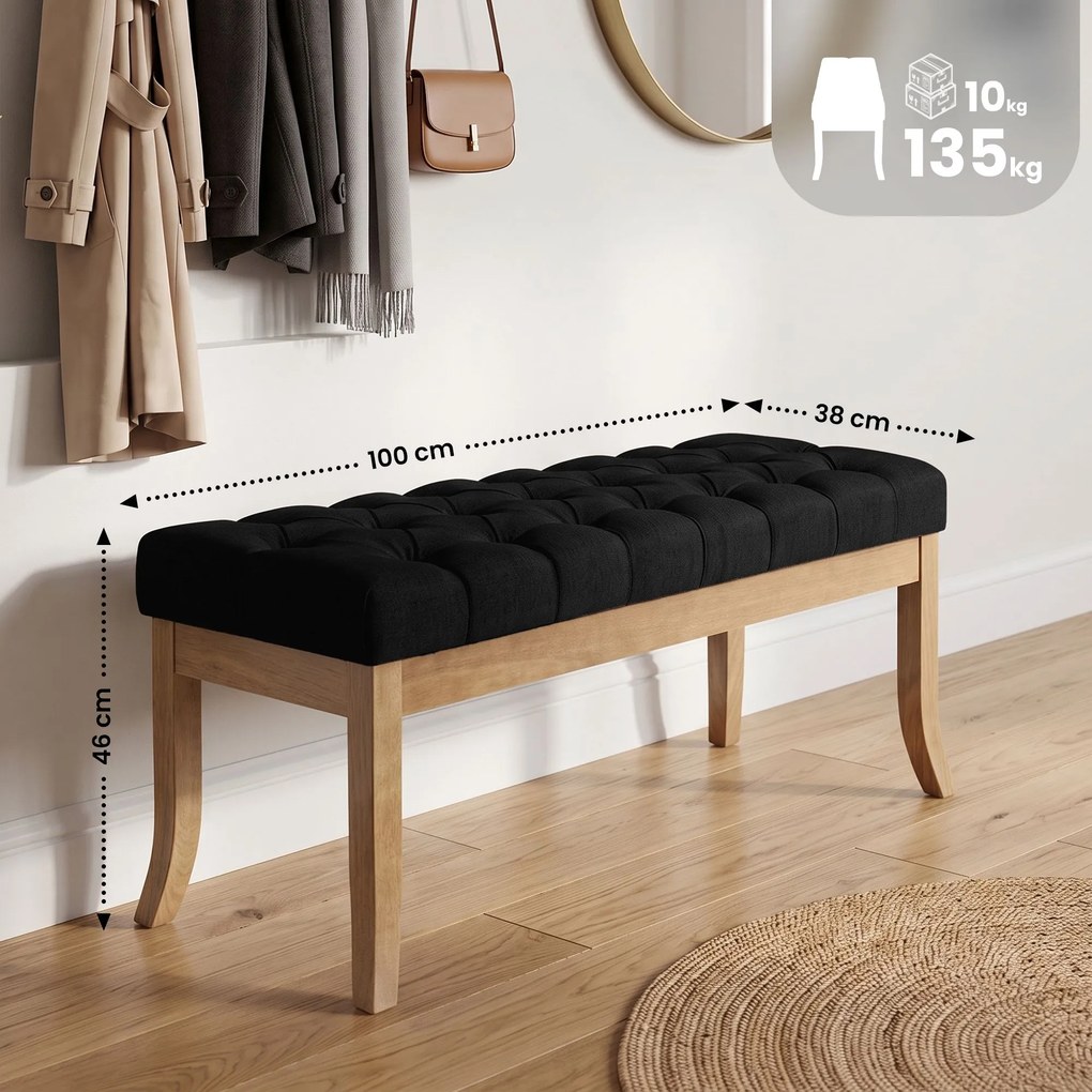 Lavice Ramses látka světlý antik 100 cm – černá