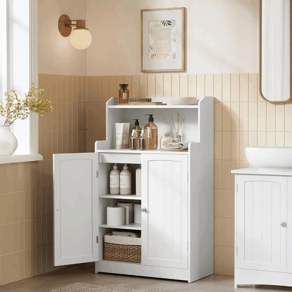 Koupelnová skříňka 60x30x100cm, mdf, bílá, AUK-E1177 WT