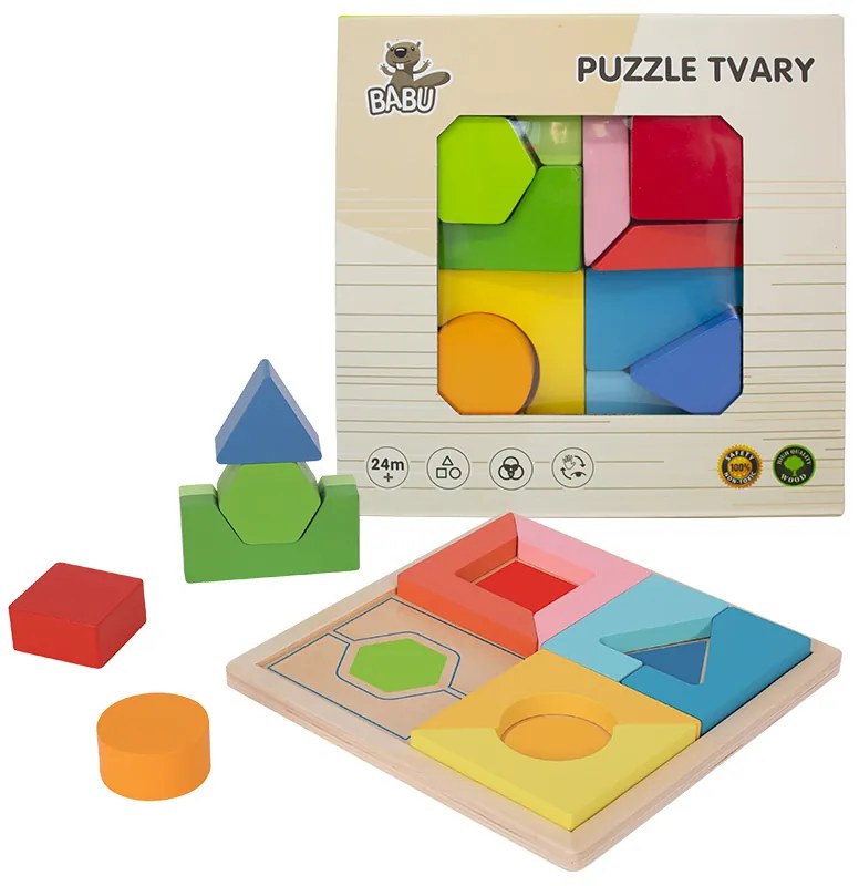 BABU - Dřevěné geometrické puzzle