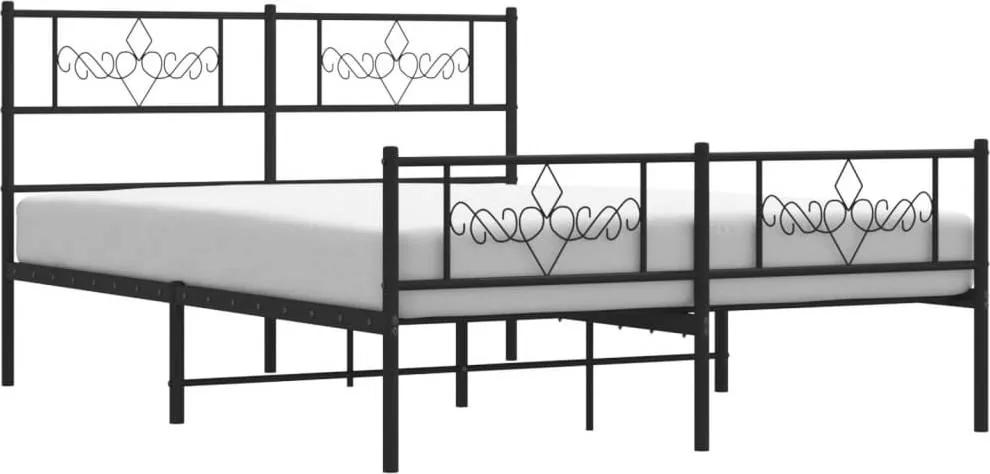 vidaXL Kovový rám postele s hlavovým a nožním čelem 120 x 200 cm [355283] Barva: Černá