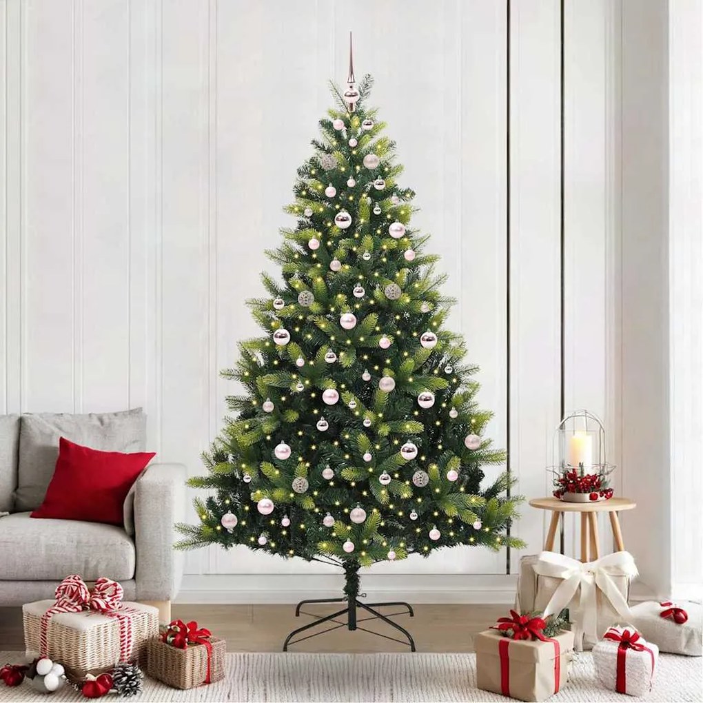 Umělý skládací vánoční stromeček 300 LED Zelená 210 cm PVC a PE 3396002