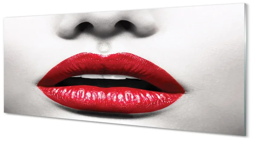 akrylový obraz Červené rty nos žena 120x60 cm