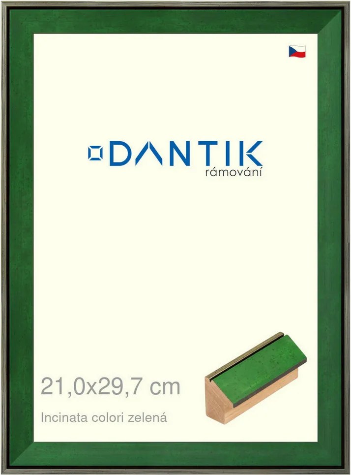 DANTIK rámeček 21x29,7 | INCLINATA colori zelená (Sklo Čiré)