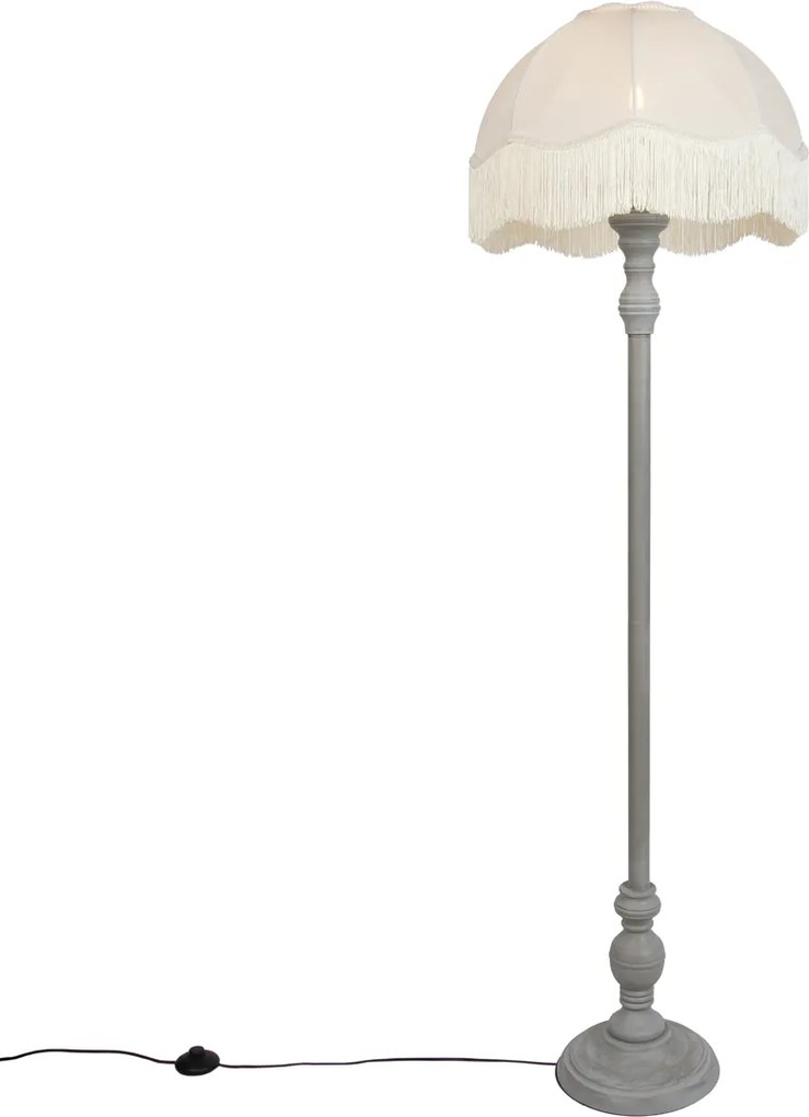 Stojací lampa šedá s béžovým stínidlem a bílým vnitřkem 45 cm - Classico