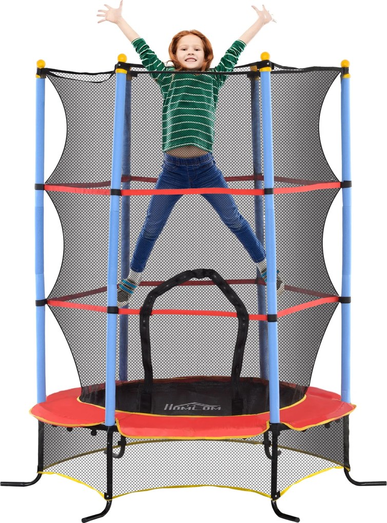 HOMCOM Dětský Trampolína Ø 1,75 × 1,90H m: Ochranná síť, zipová brána, ochranný kryt pružin a 6 polstrovaných tyčí | Aosom