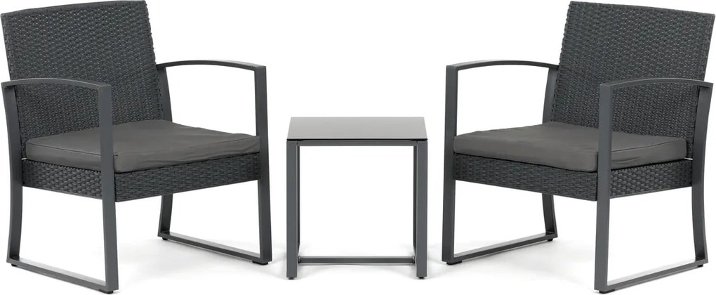 Zahradní set MAREC 1+2 - šedý polyratan / kovová konstrukce