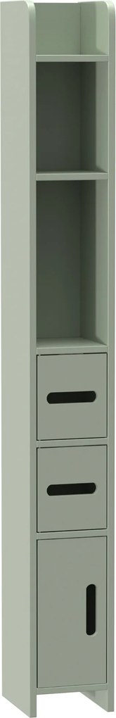 kleankin Vysoká koupelnová skříň, vysoká toalettní skříň s policemi a skříňkovými přihrádkami - 15 x 17 x 120 cm, světle zelená